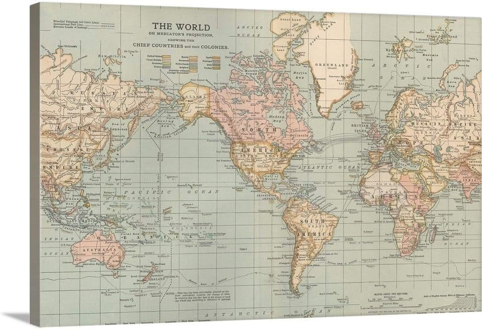 The World - Vintage Map Canvas Wall Art Print, Map Artwork - Walmart.com