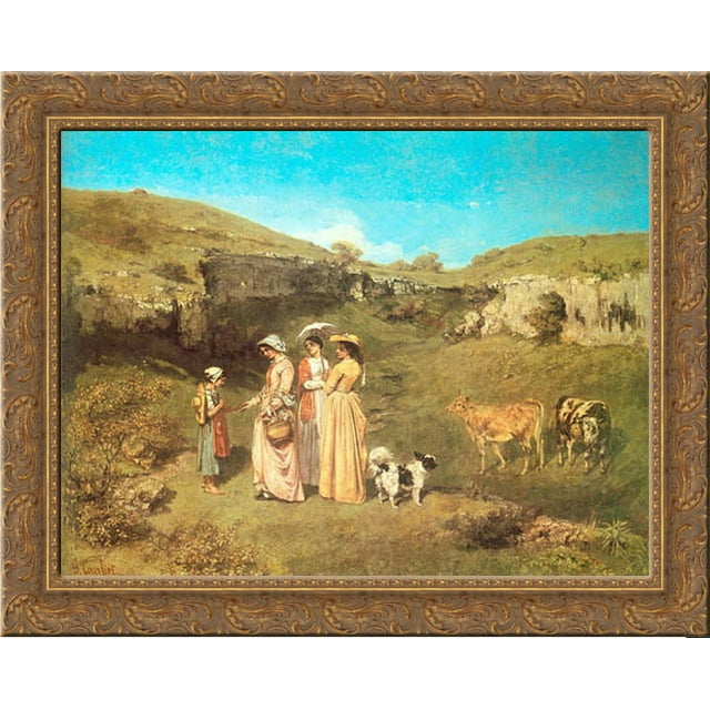 The Young Ladies of the Village 24x20 Gold Ornate Wood Framed Canvas ...