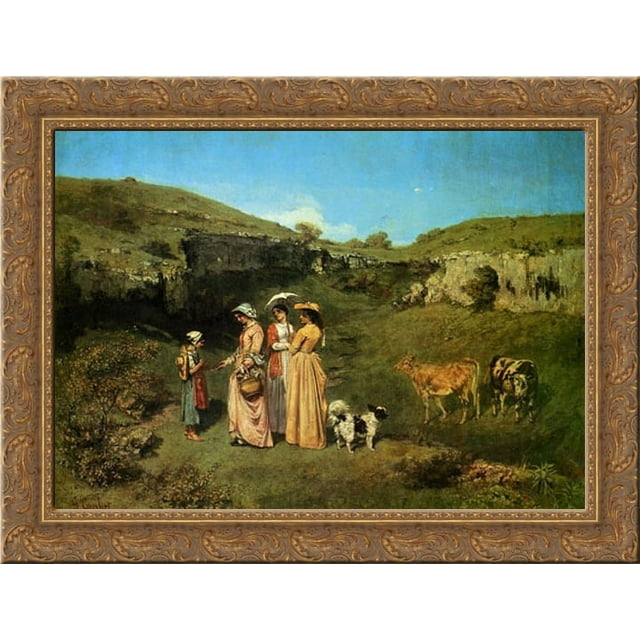 The Young Ladies of the Village 24x20 Gold Ornate Wood Framed Canvas ...
