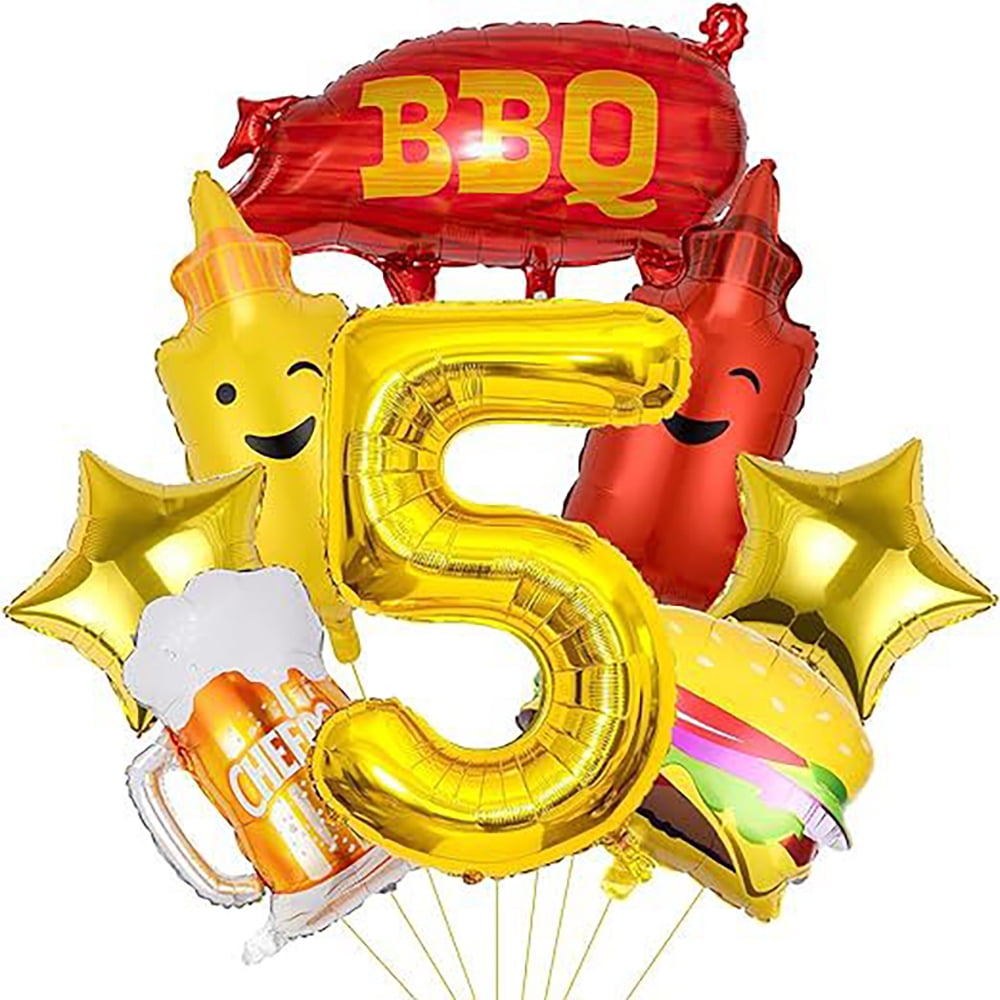 The barbecue-themed balloon set with Hamburger and Beer is suitable for ...