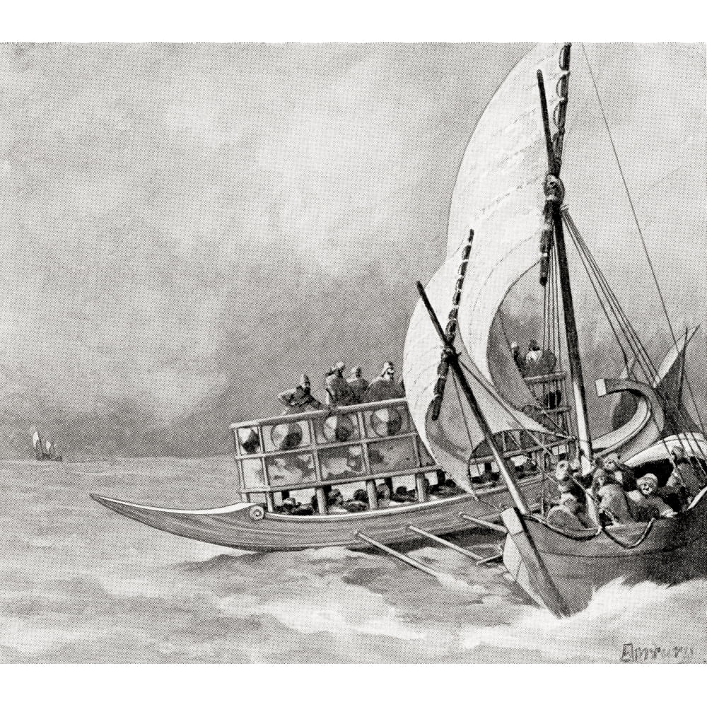 The capture by Assyrians of an Ionian pirate ship 8th century BC. From ...