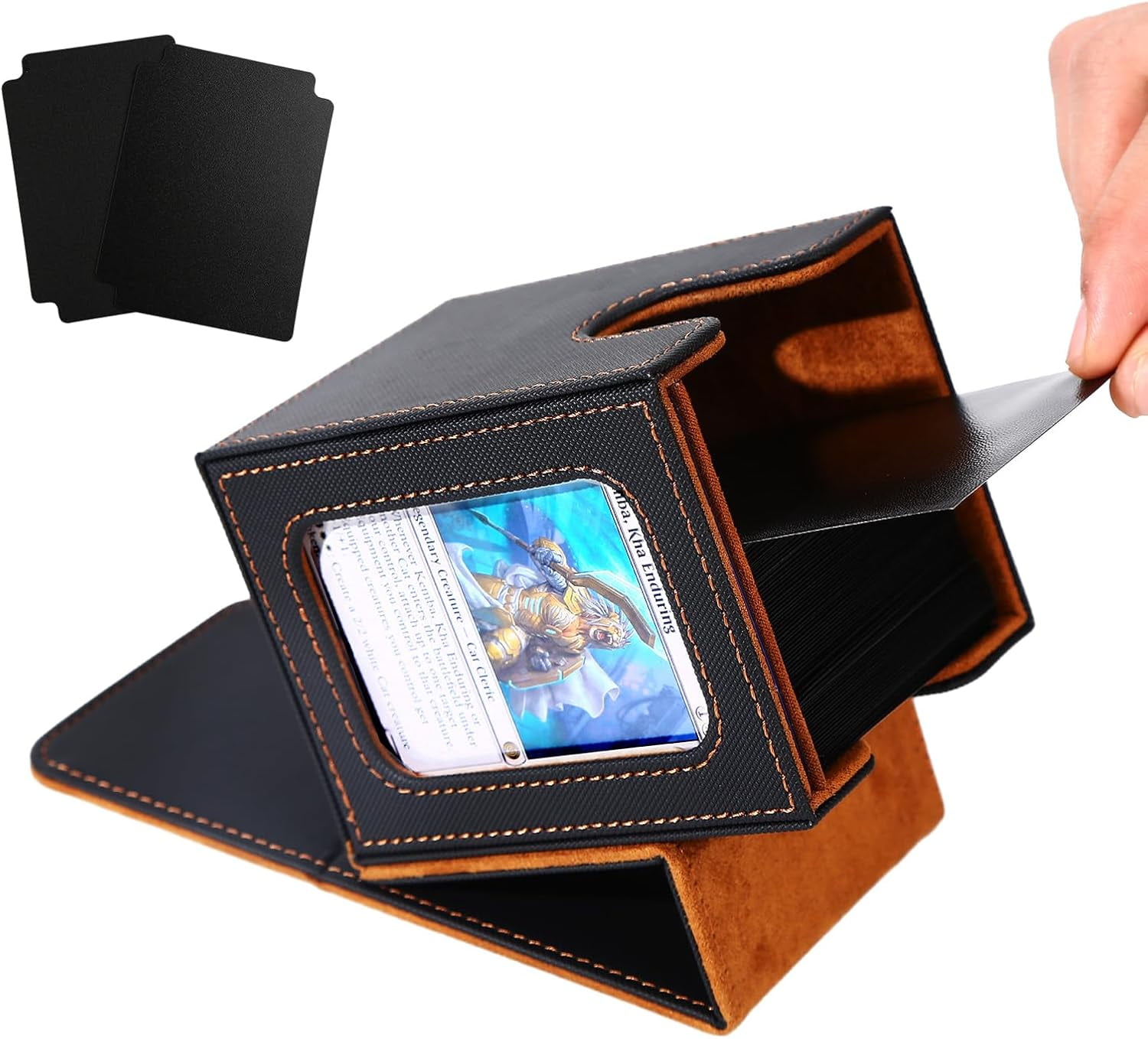 The card box is used for commander display. It can hold 100 double decks of cards and is a TCG ...