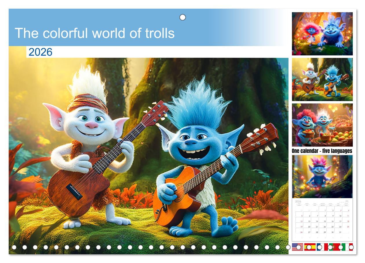 The colorful world of trolls (Monthly Wall Calendar 2026 11.7 x 16.5 ...