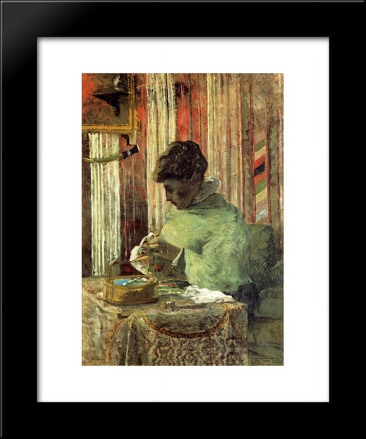 The embroiderer or Mette Gauguin 20x24 Framed Art Print by Paul Gauguin ...