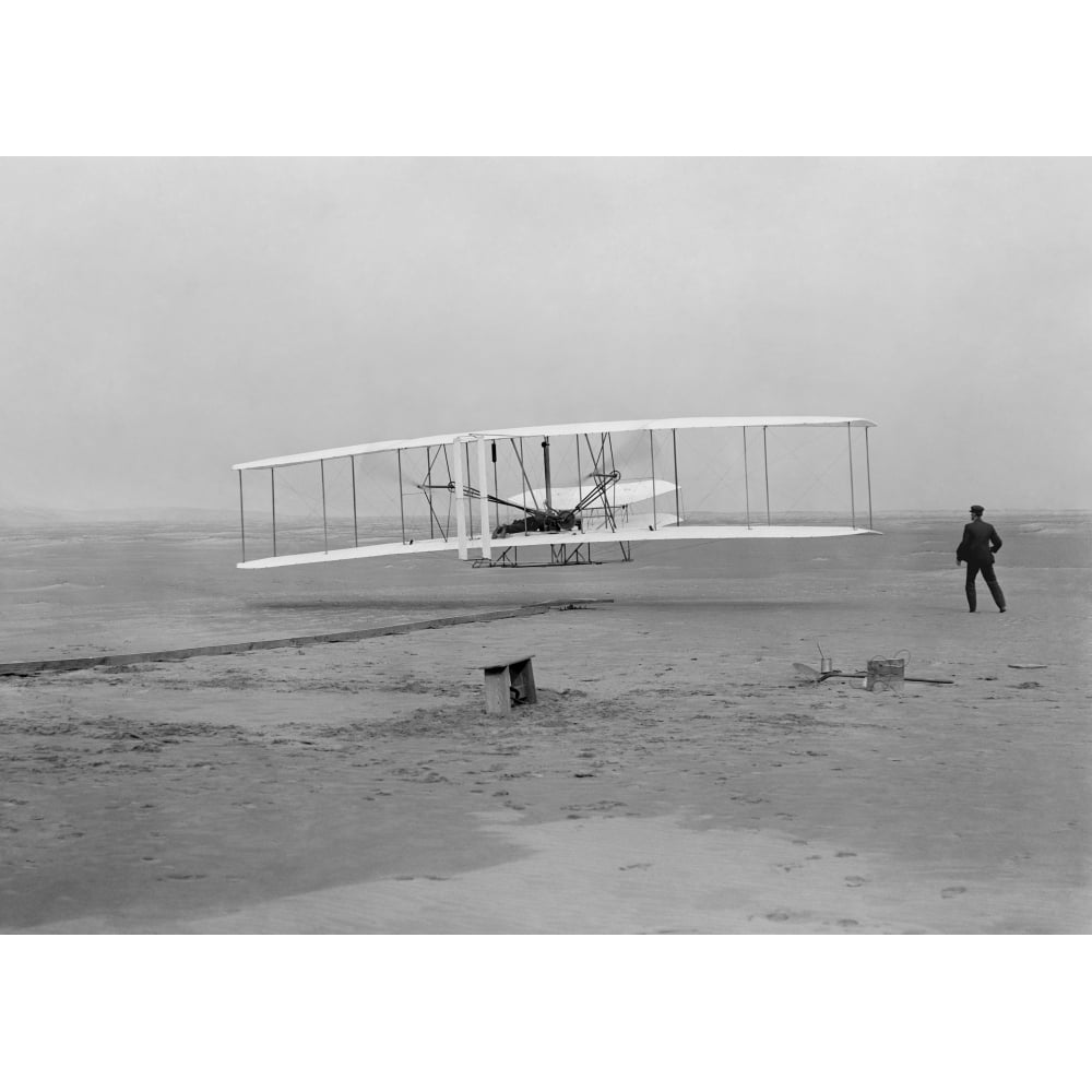 The first flight of the Wright Flyer in 1903 Poster Print - Walmart.com