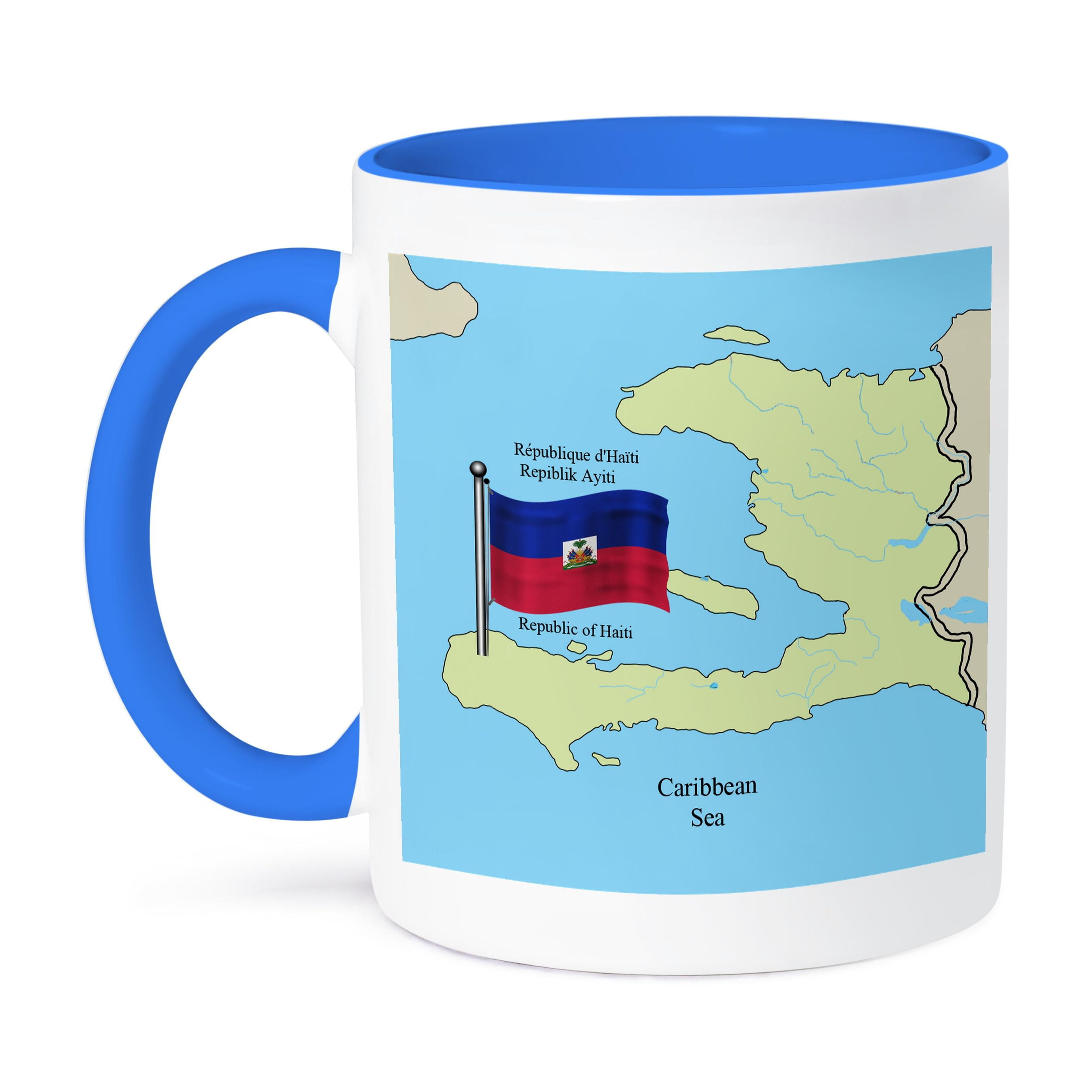 3dRose, The flag, map of Haiti with the Republic of Haiti in English ...