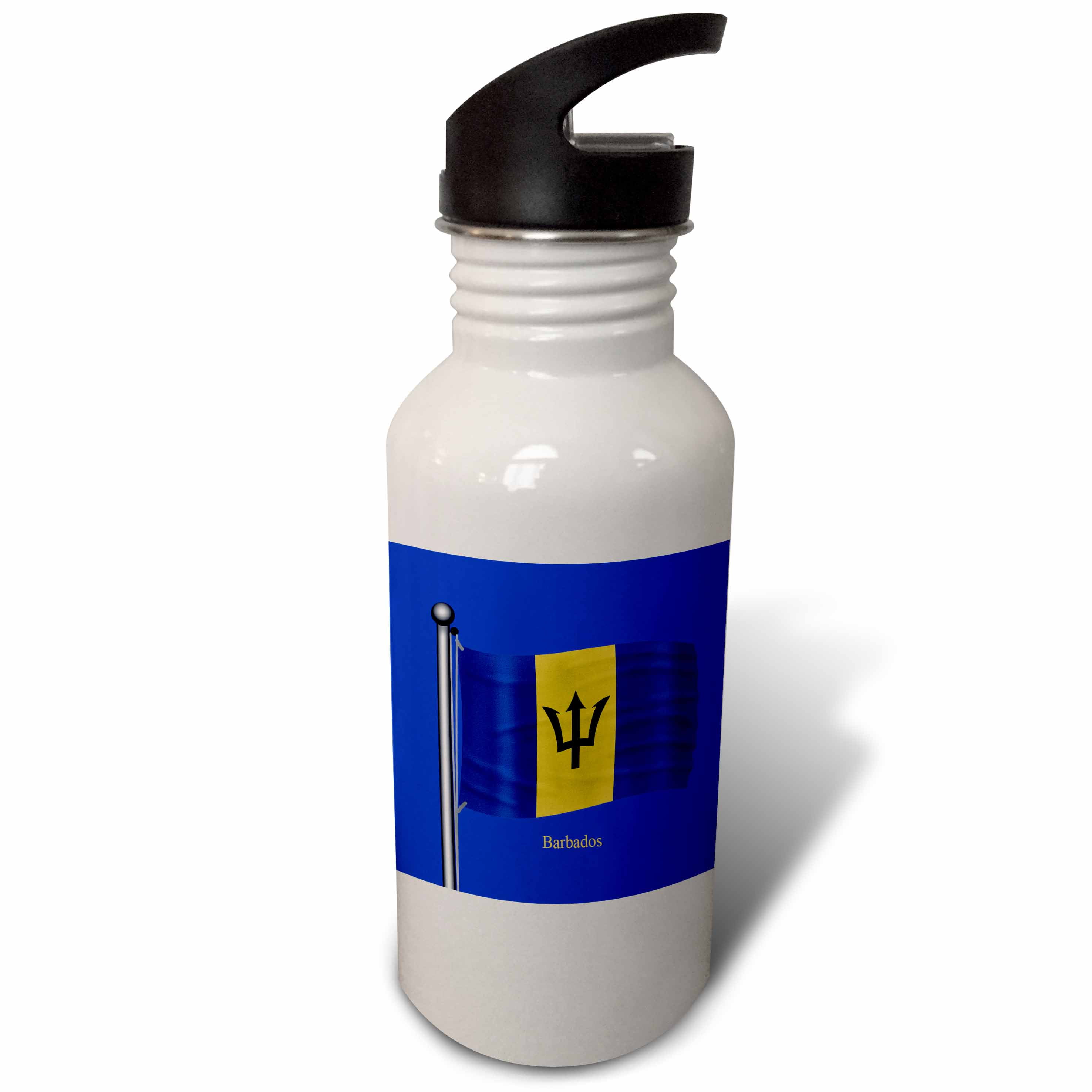 The flag of Barbados waving on a blue background 21 oz Sports Water ...