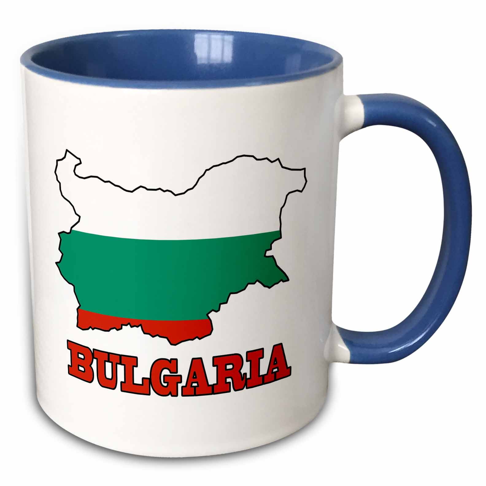 The flag of Bulgaria in the outline map of the country and name ...