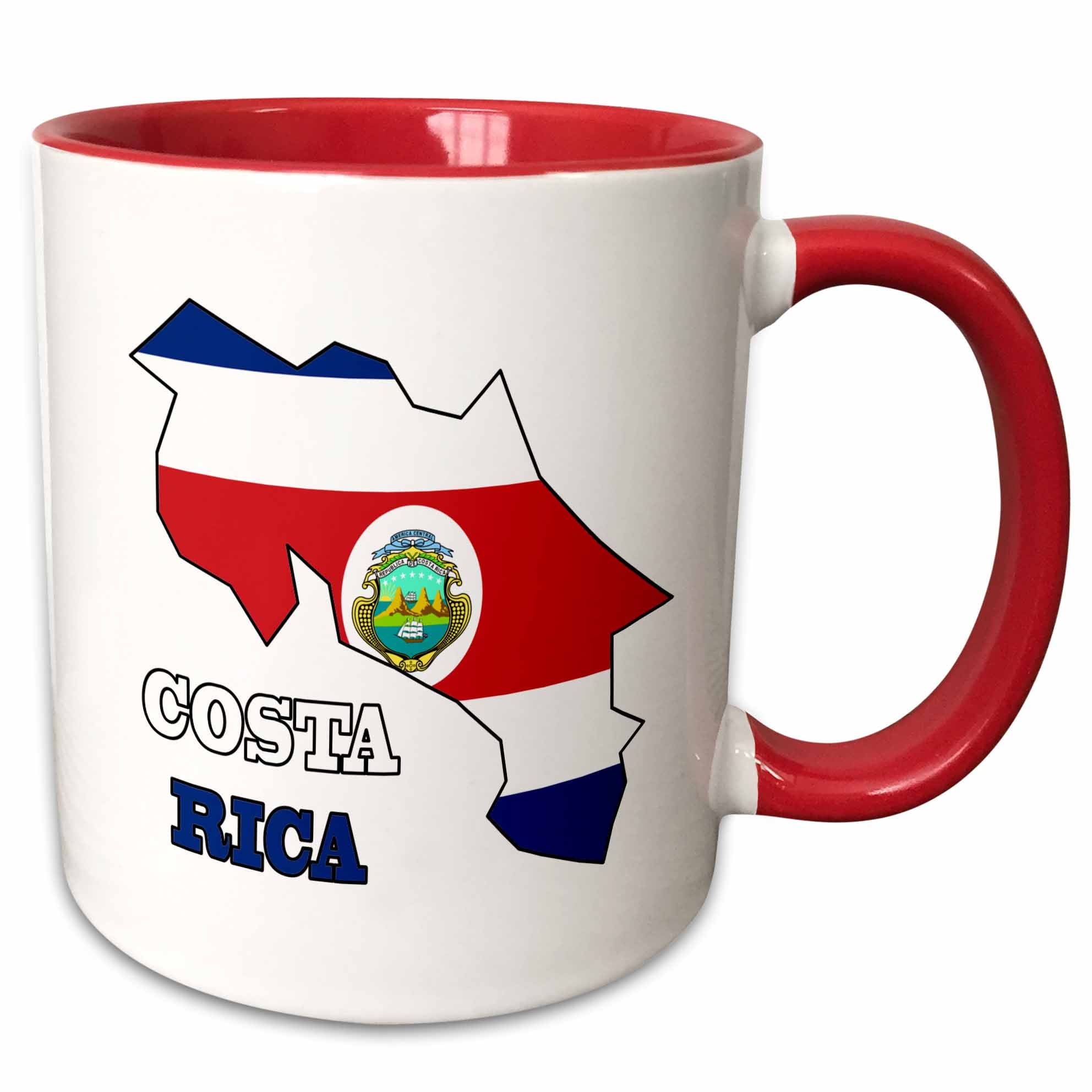 The flag of Costa Rica in the outline map and words Costa Rica 15oz Two ...