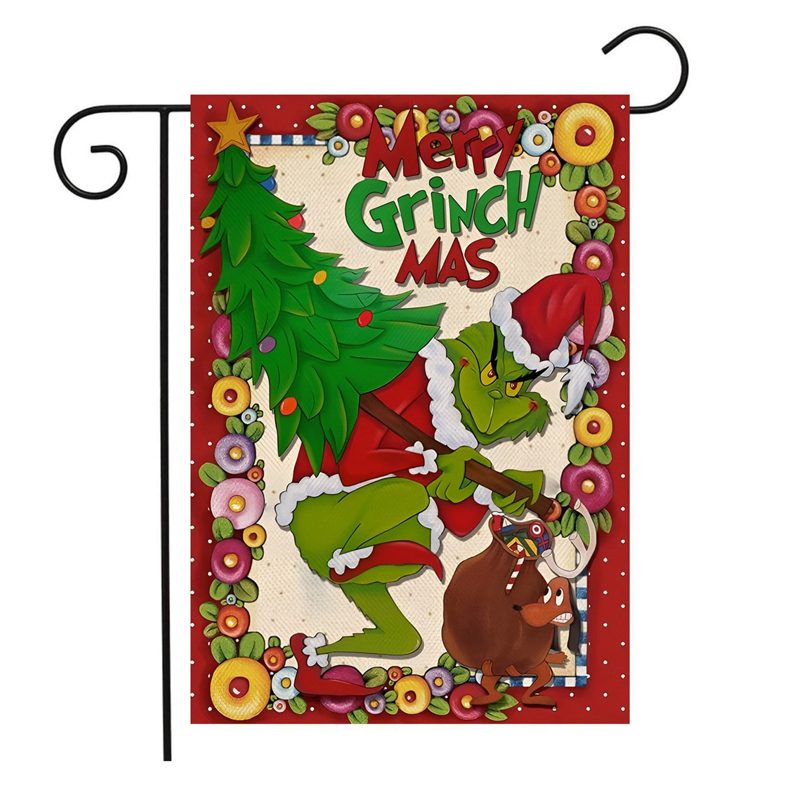 The grinch Christmas Decorations Christmas Welcome Garden Flag Floral ...