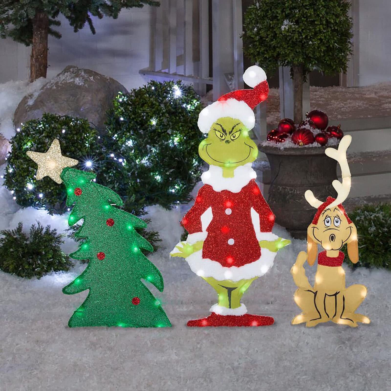 The grinch Christmas Lighting Display, Grinch Christmas Glowing Garden ...