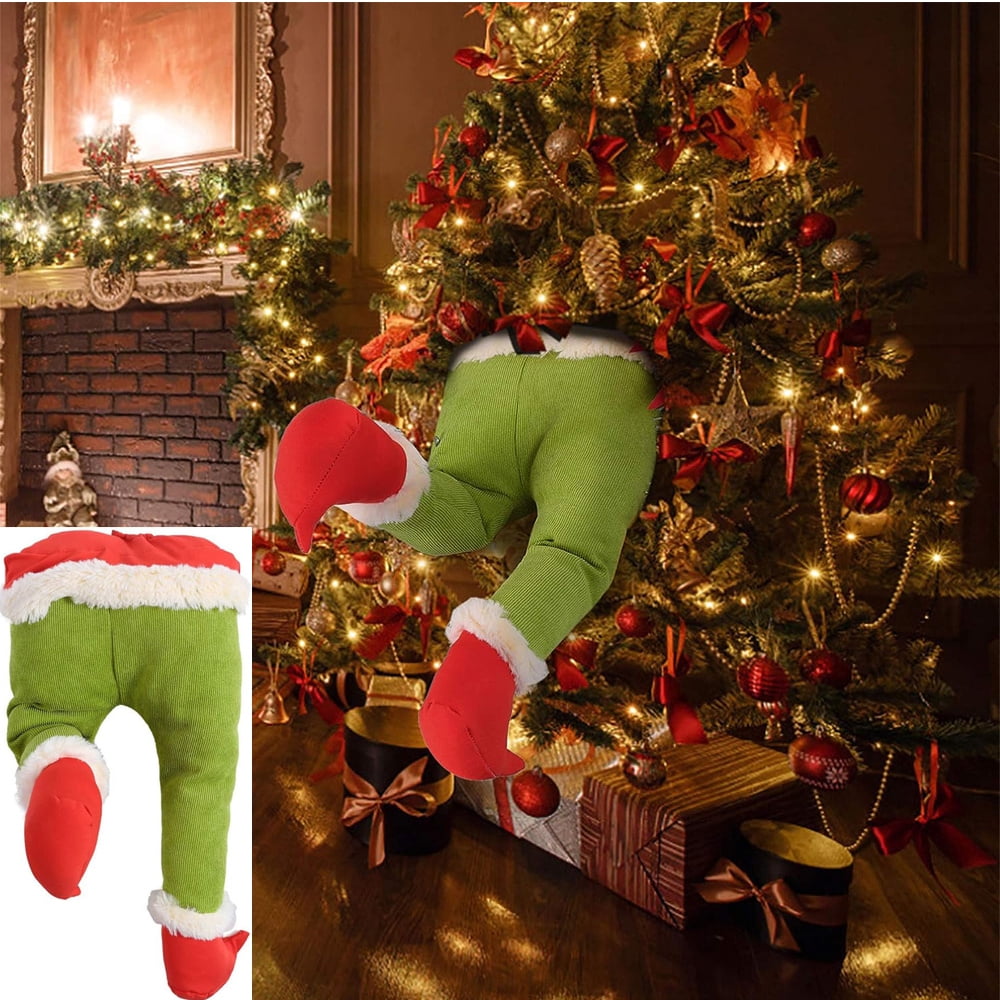 The grinch Clearance Christmas Grinch Stuffed Legs Stuck Tree Topper ...