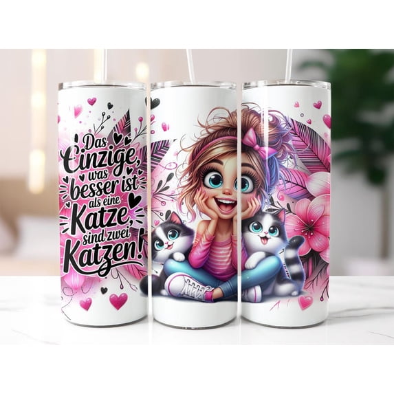 The image of the girl with the cats and the quote in German were used ...