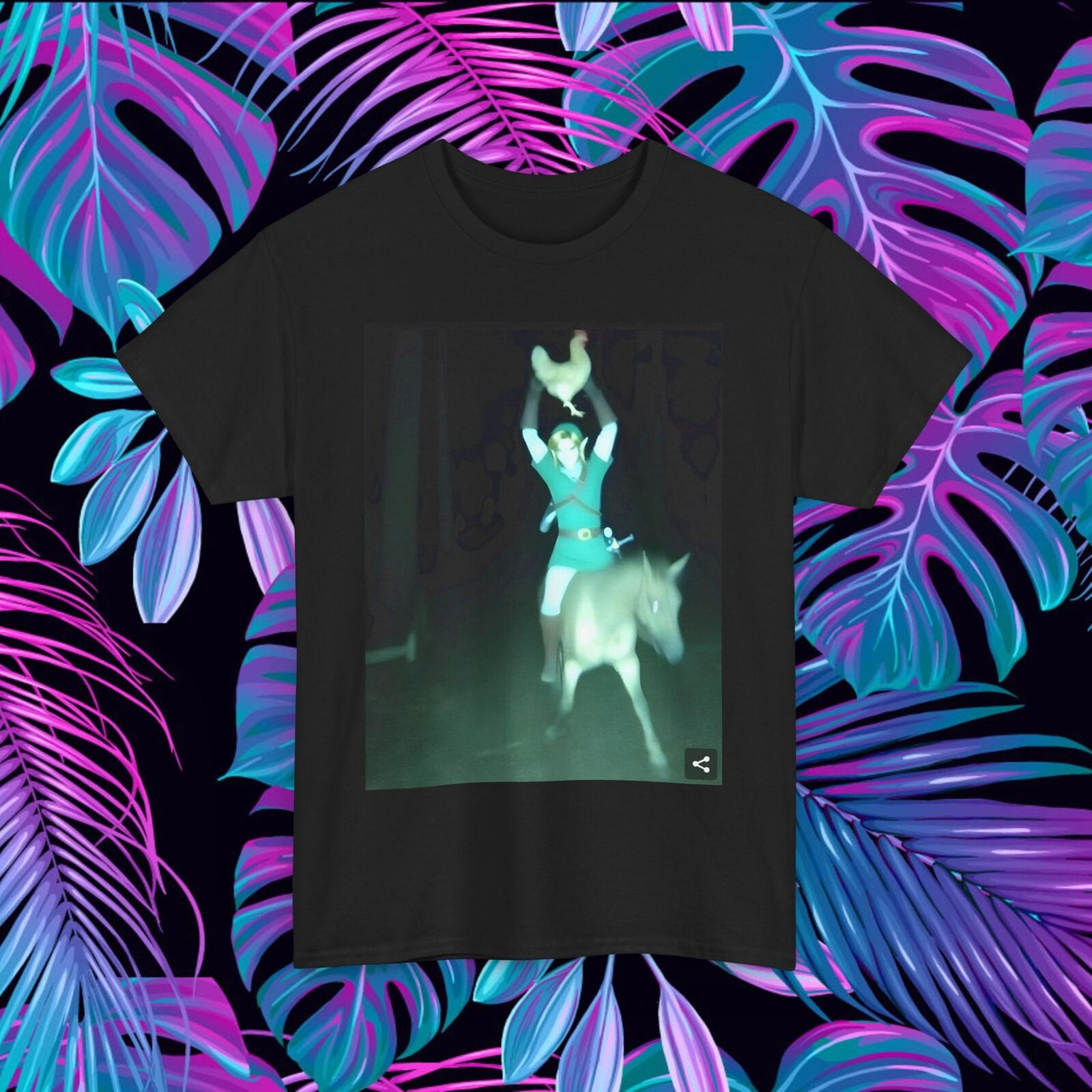 The legend of link Chicken Donkey Gaming Funny Cotton Black Shirt ...