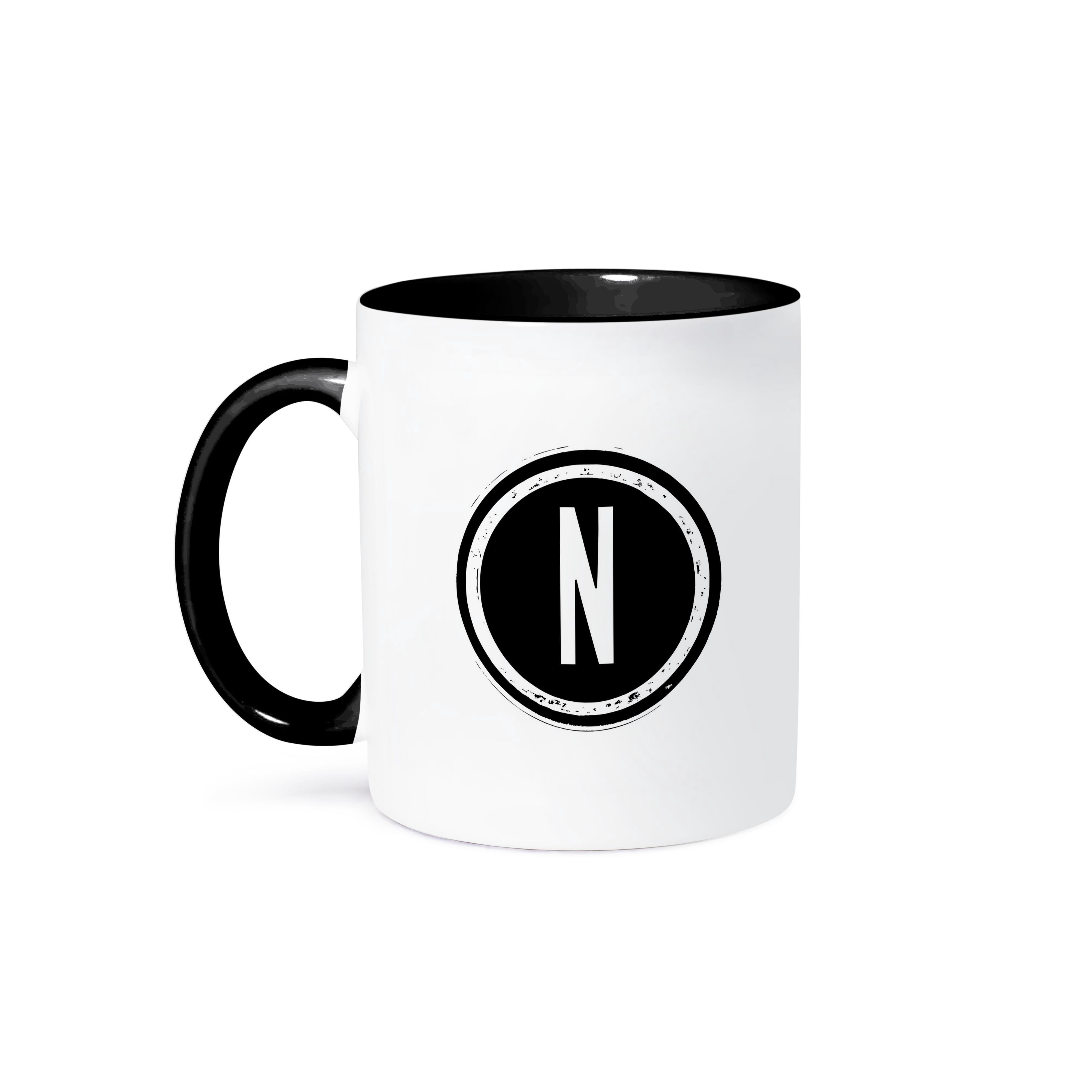 3dRose, The letter N monogram, Black letter N on white background, 15oz ...