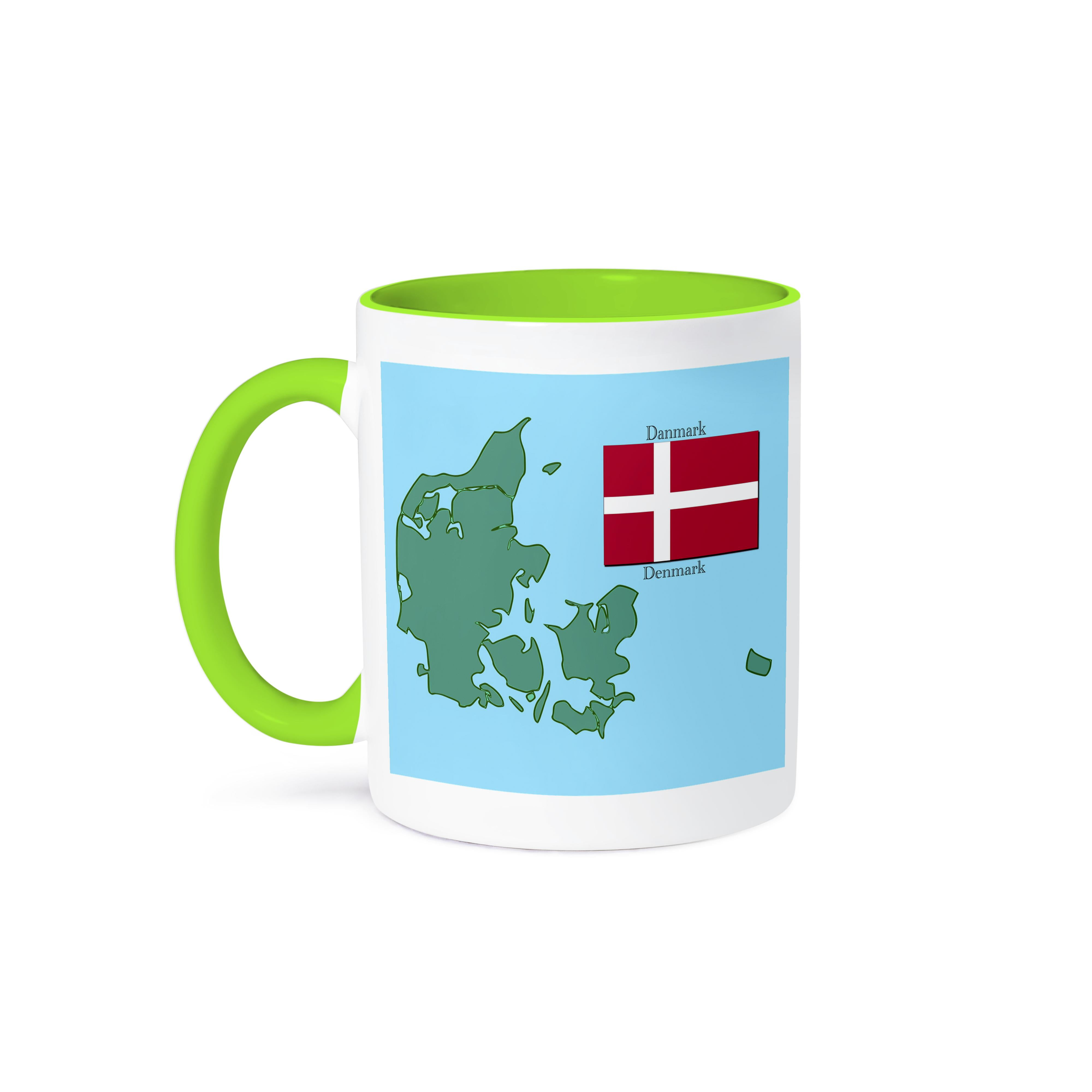 3dRose, The map and flag of Denmark with Denmark printed in English and ...