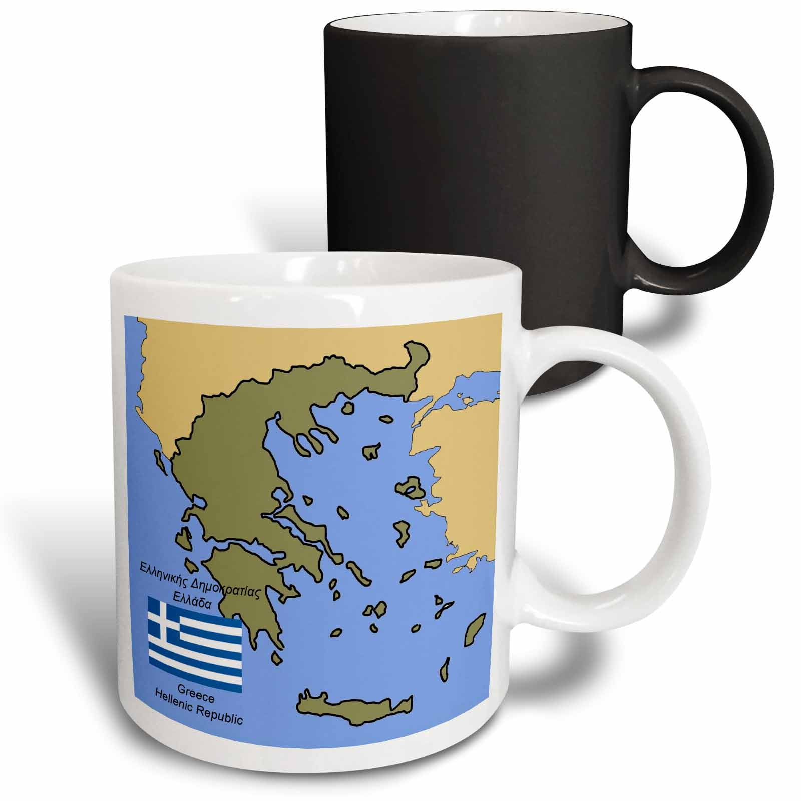 The map and flag of Greece with Greece and Hellenic Republic printed in ...