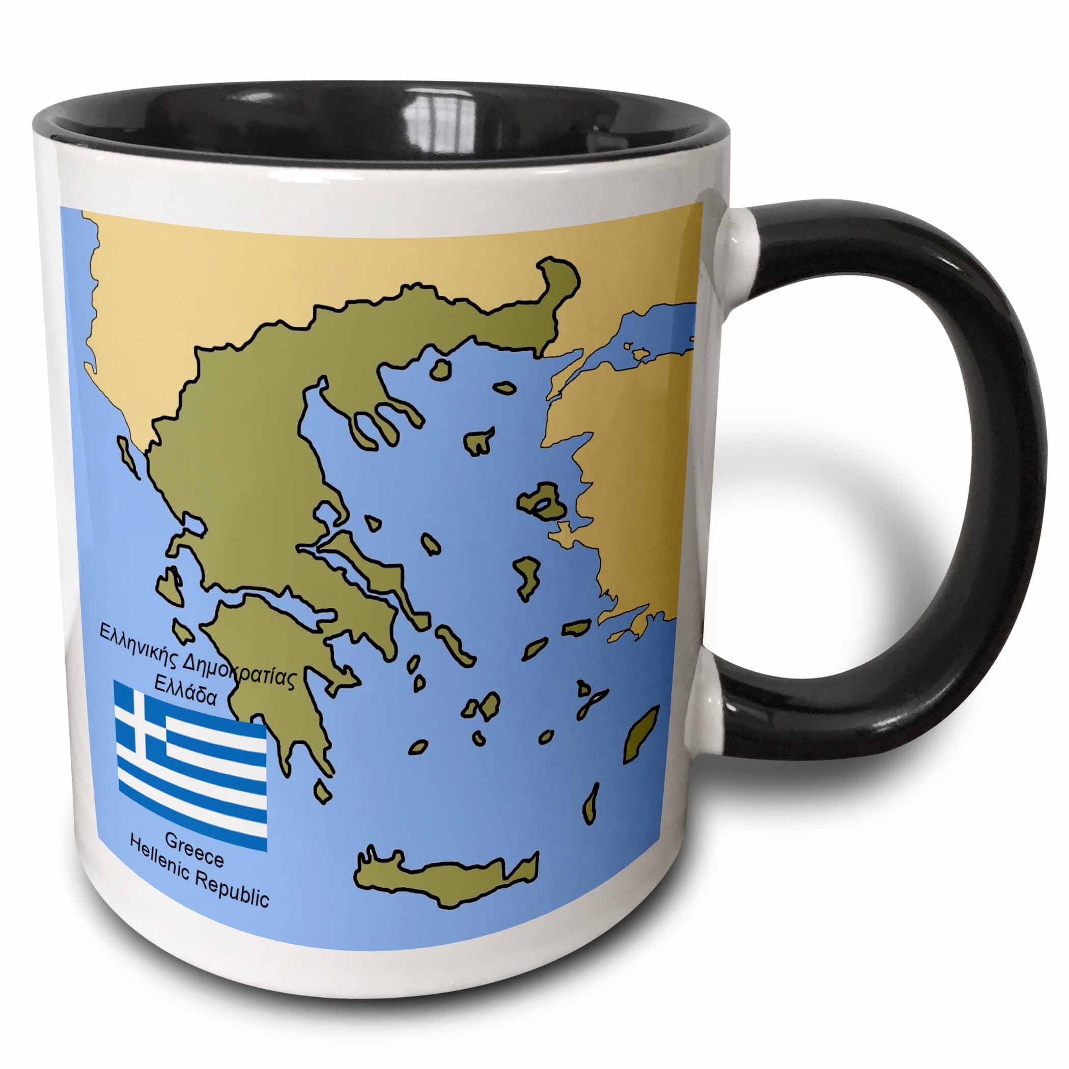 The map and flag of Greece with Greece and Hellenic Republic printed in ...
