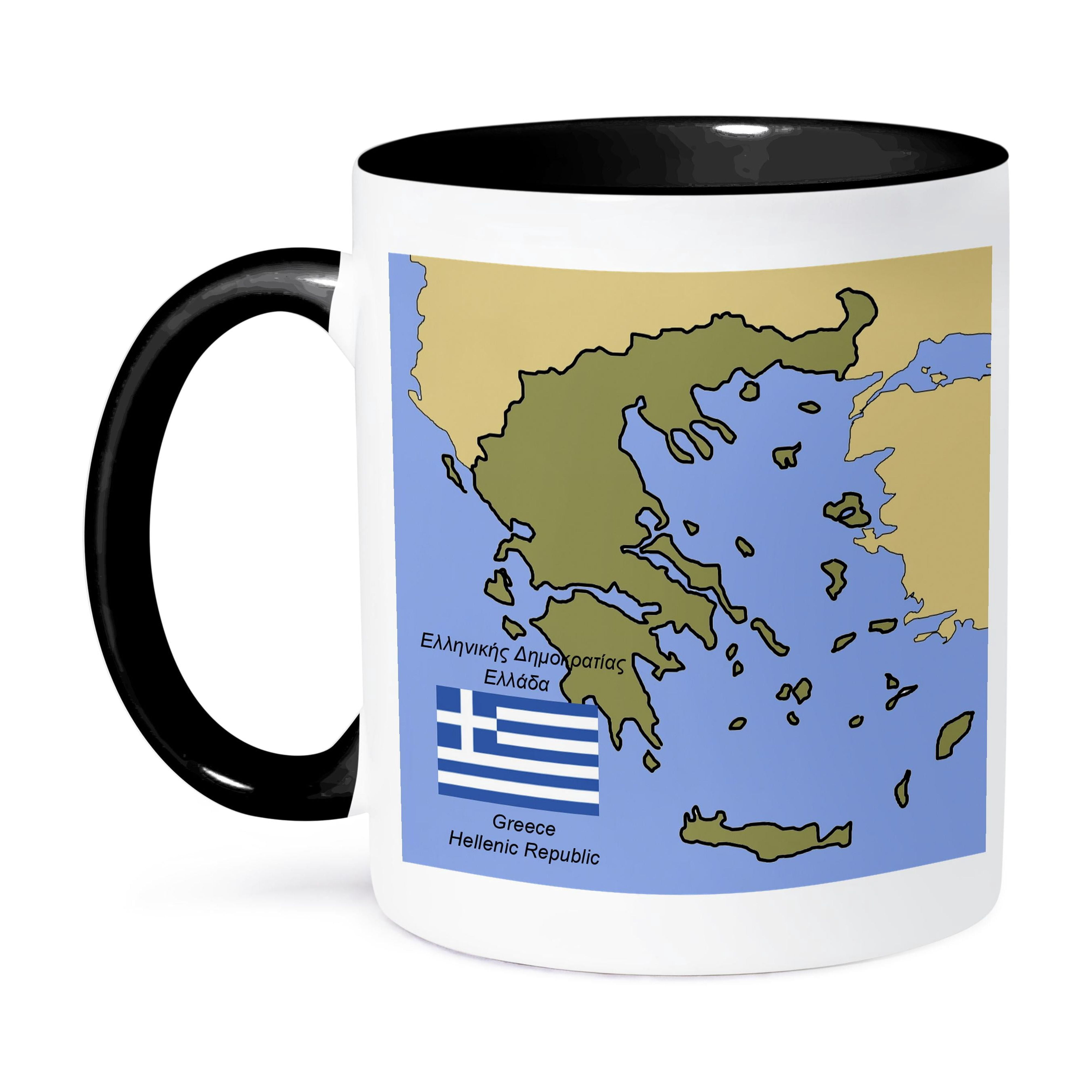 3dRose, The map and flag of Greece with Greece and Hellenic Republic ...