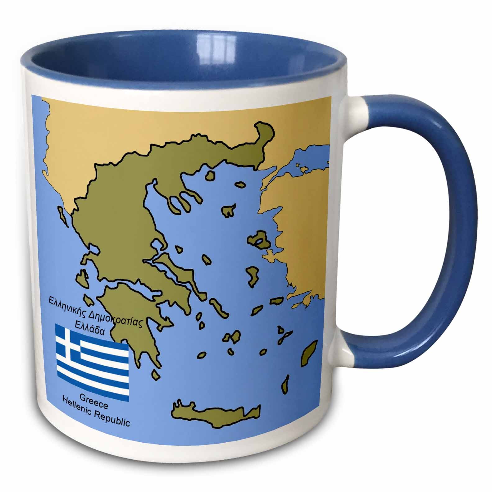 The map and flag of Greece with Greece and Hellenic Republic printed in ...