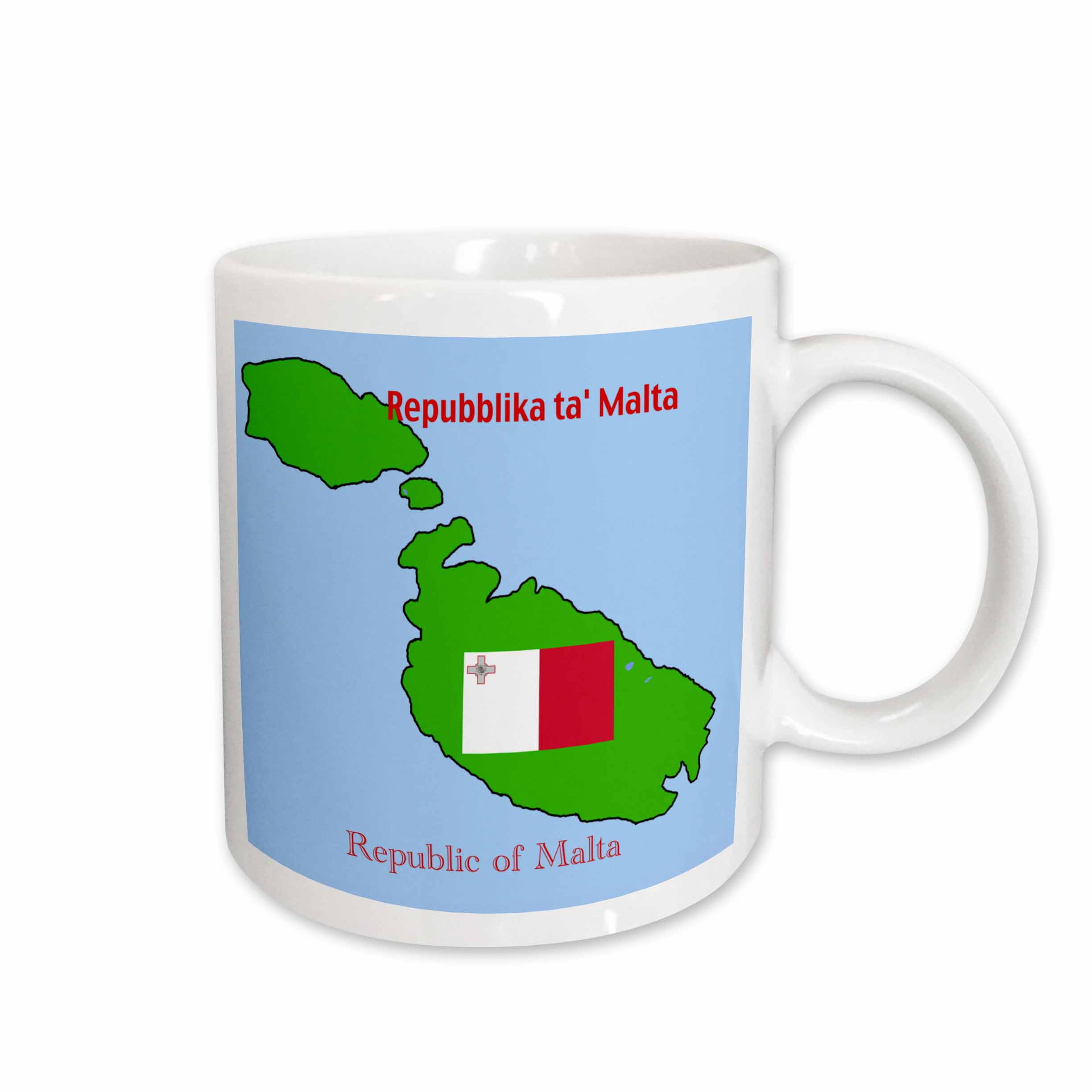 The map and flag of Malta with the Republic of Malta printed in English ...