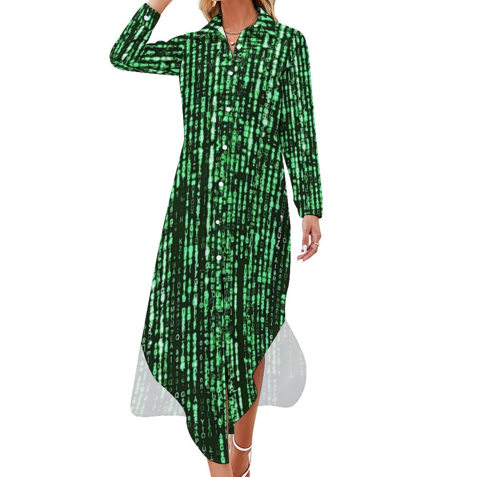 The matrix code owns you Long Sleeved Shirt Dress Clothing female ...