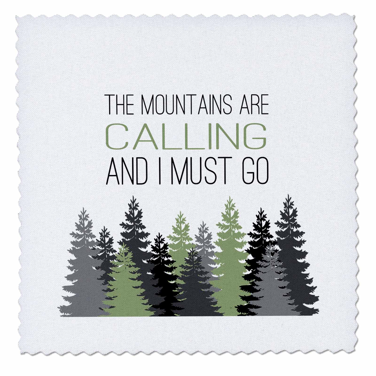 3dRose, The mountains are calling and I must go Pine trees on white ...