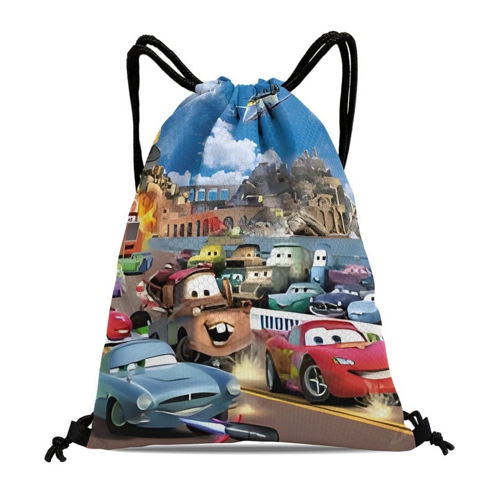The movie Cars pattern with drawstring pocket design measuring 15.7 ...