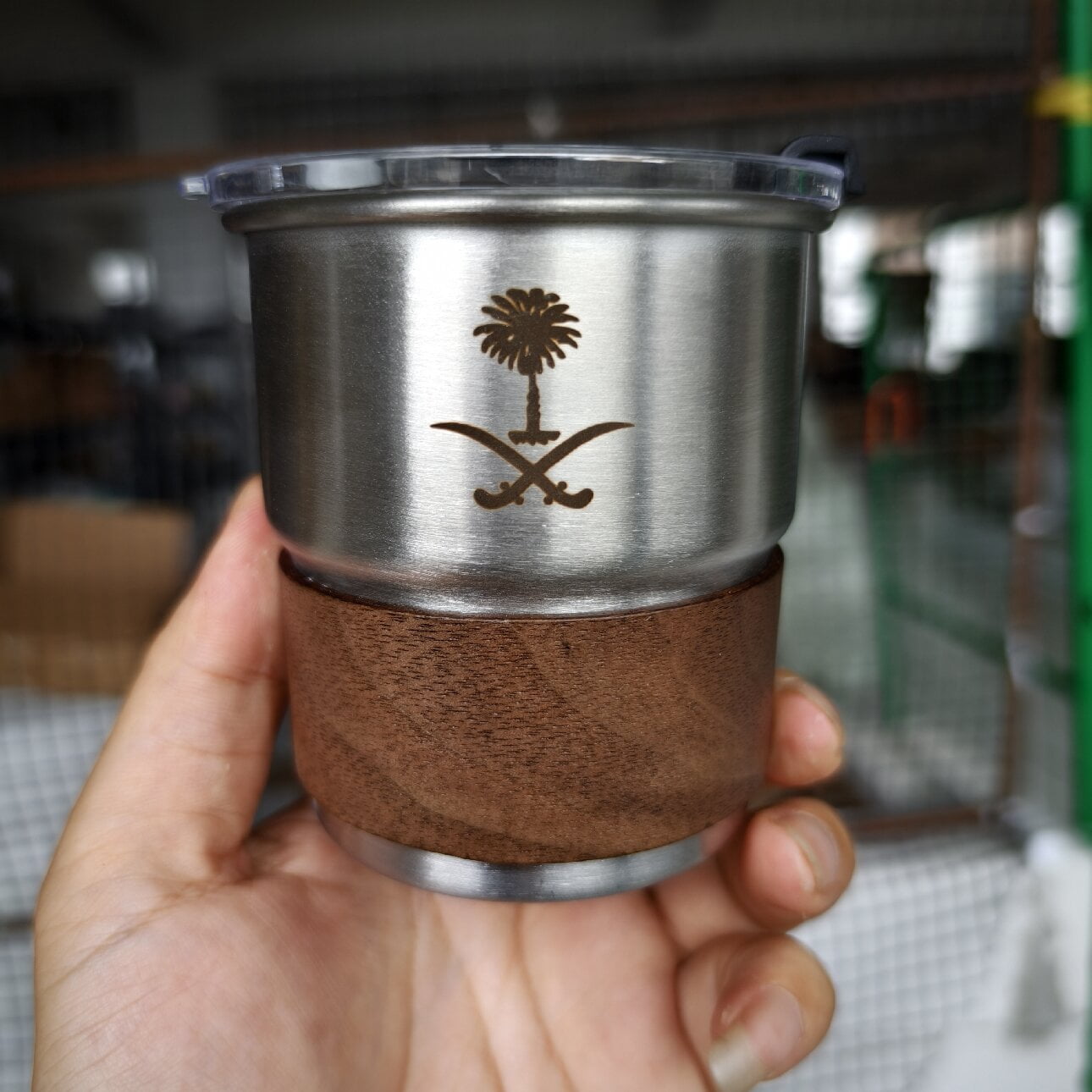 The national emblem of Saudi Arabia logo Stainless Steel Cup Beer Mug ...
