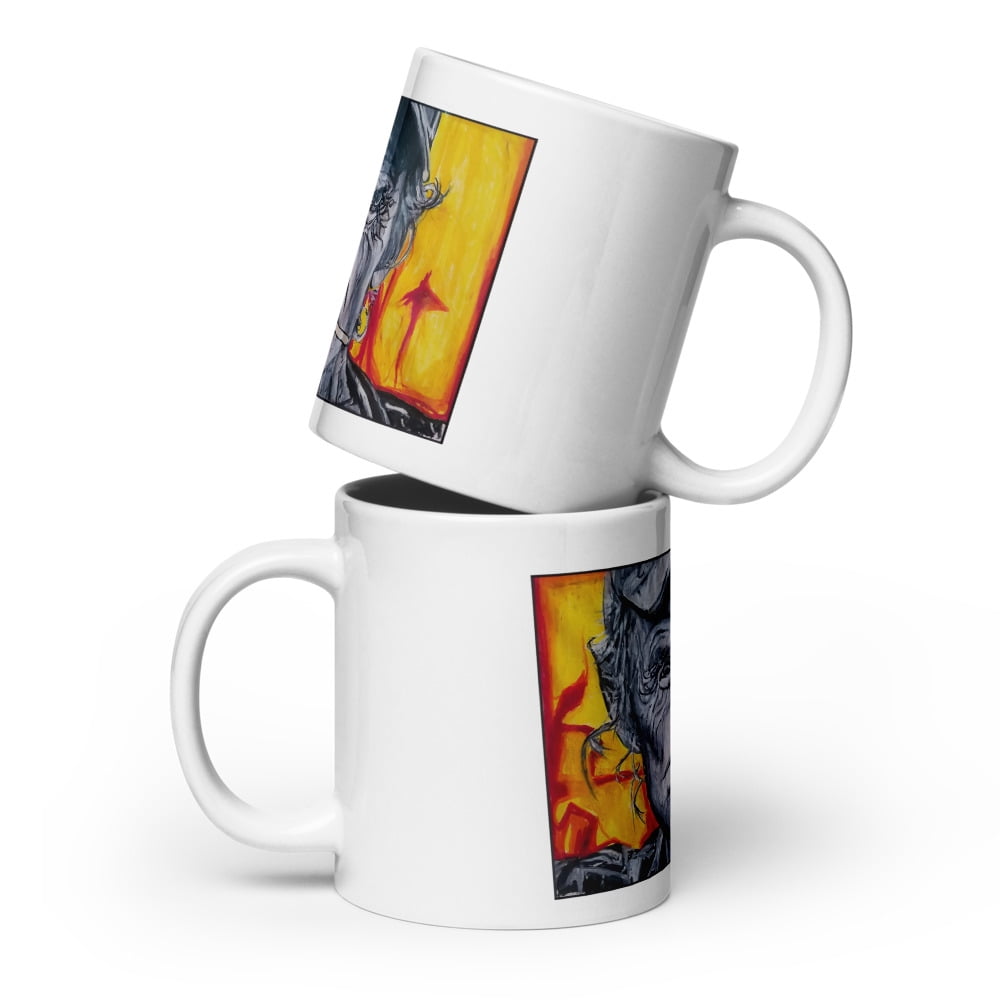 The old man with a half-lit cigarette—White glossy mug (20 oz ...
