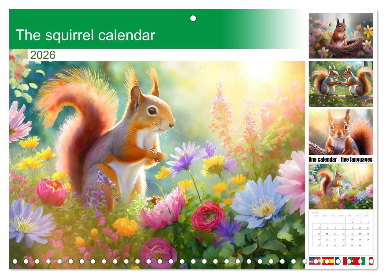 The squirrel calendar (Monthly Wall Calendar 2026 16.5 x 23.4 (open ...