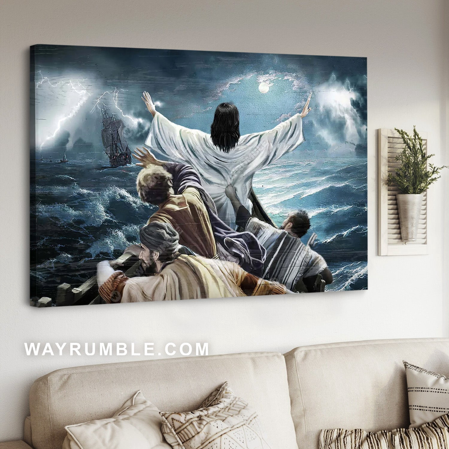 The storm on the sea, Jesus saved us - Jesus Landscape poster Prints ...