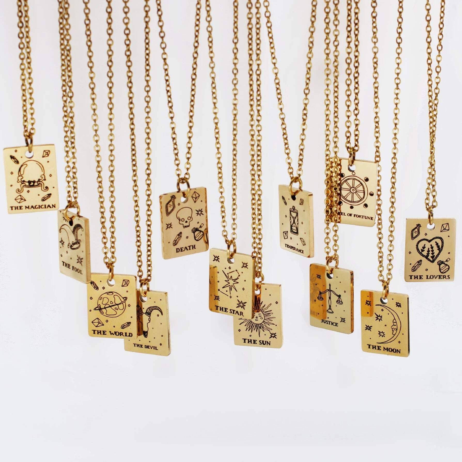 The sun Tarot card necklace - Unisex square Tarot card pendant ...