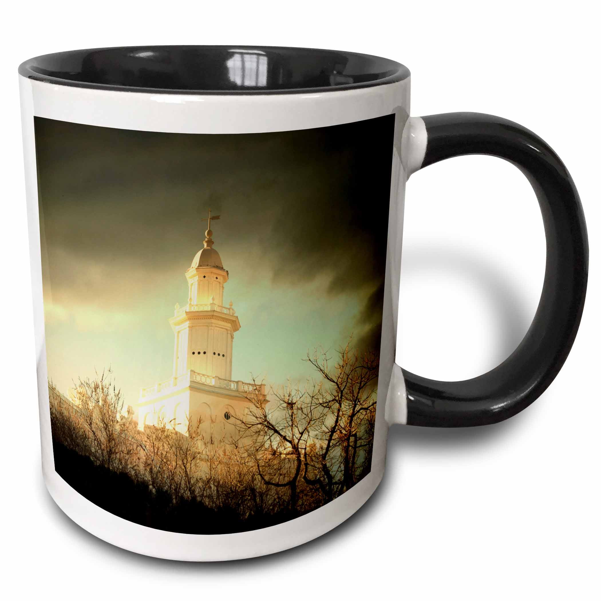 The top of the St. George LDS Temple with warm hues and sunshine 11oz ...
