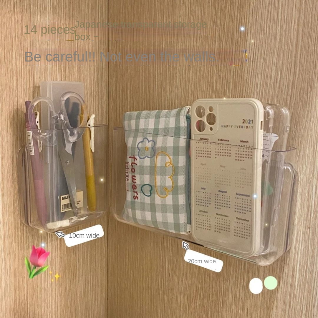 The transparent student dormitory wall storage box without punching on ...