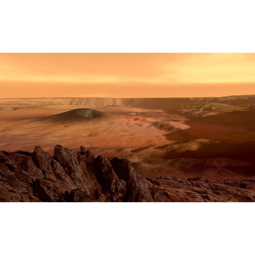 The view from the rim of the caldera of Olympus Mons on Mars Poster ...