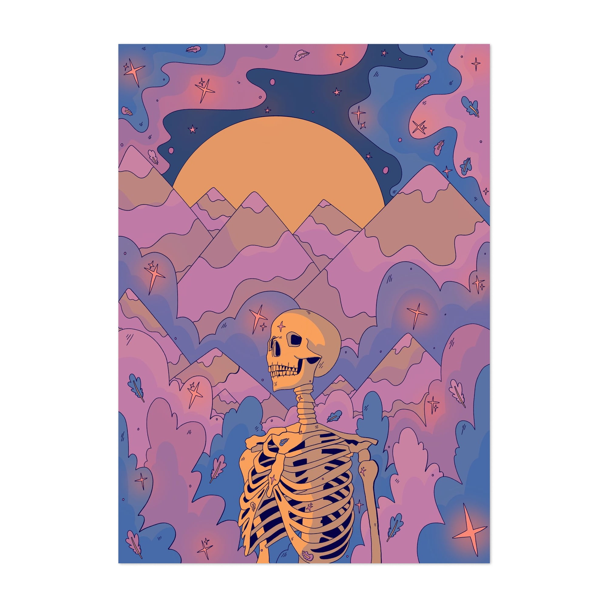 The yellow skeleton - Illustration Surrealism Psychedelic Skull Fantasy ...