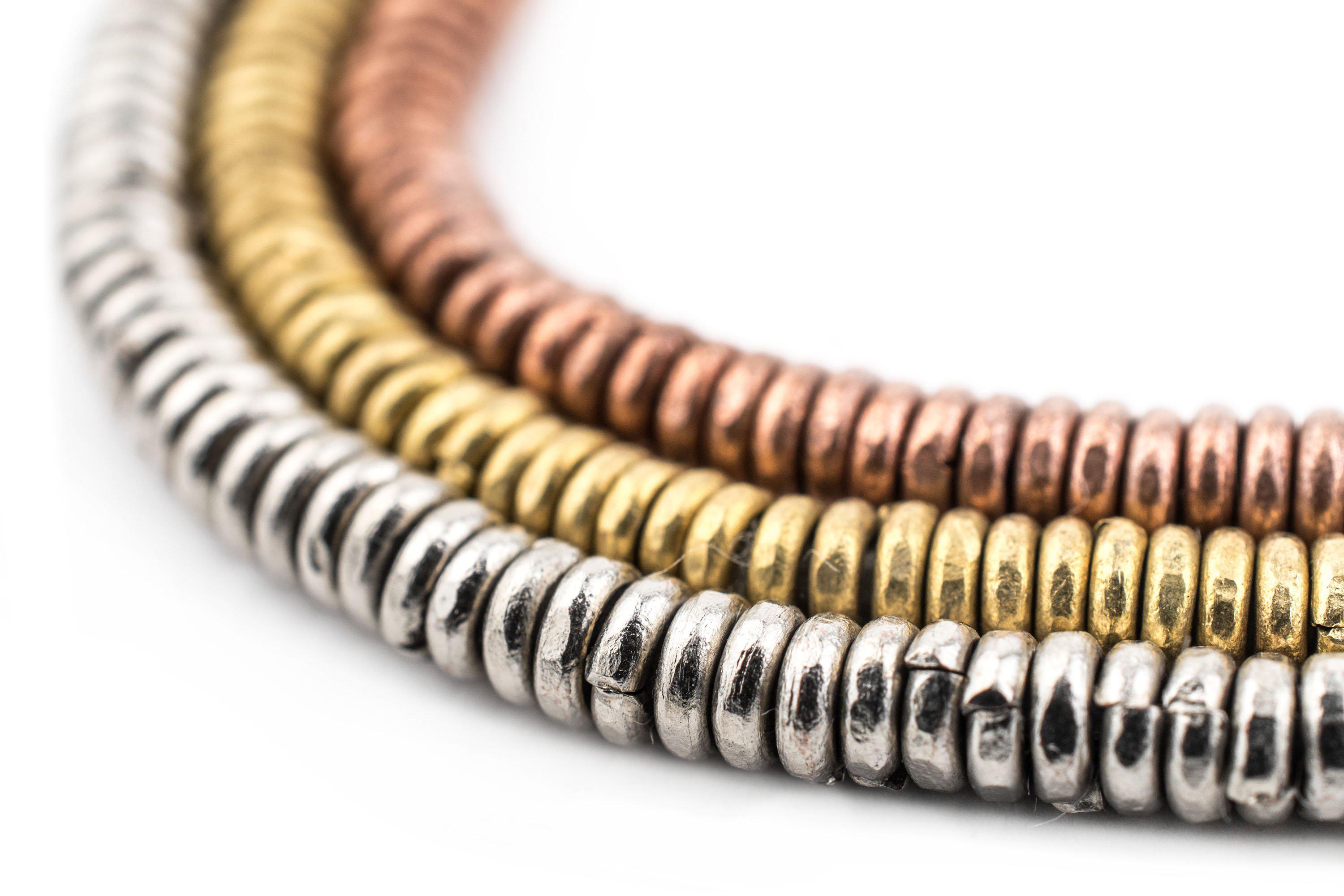 The Bead Chest 3 Strand Bundle: Kenya Metal Heishi Beads 3mm African ...