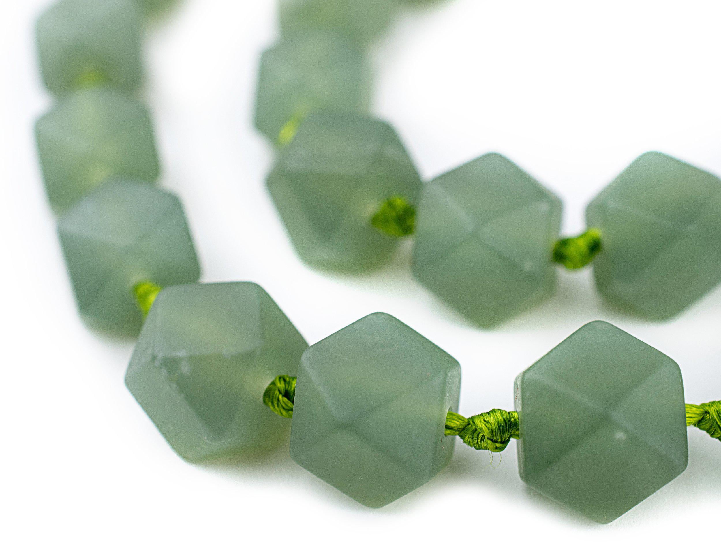 TheBeadChest Afghan Cornerless Cube Jade Beads 10mm Afghanistan Green ...