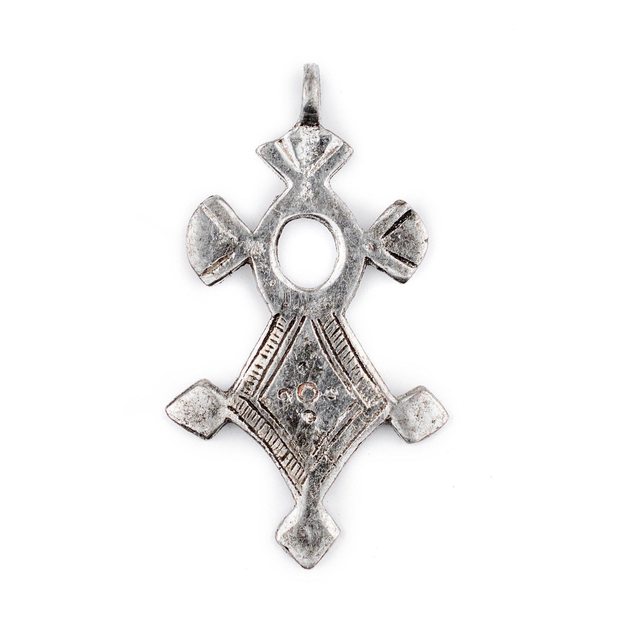 The Bead Chest Agounit Silver Moroccan Tuareg Cross Pendant (32x56mm ...