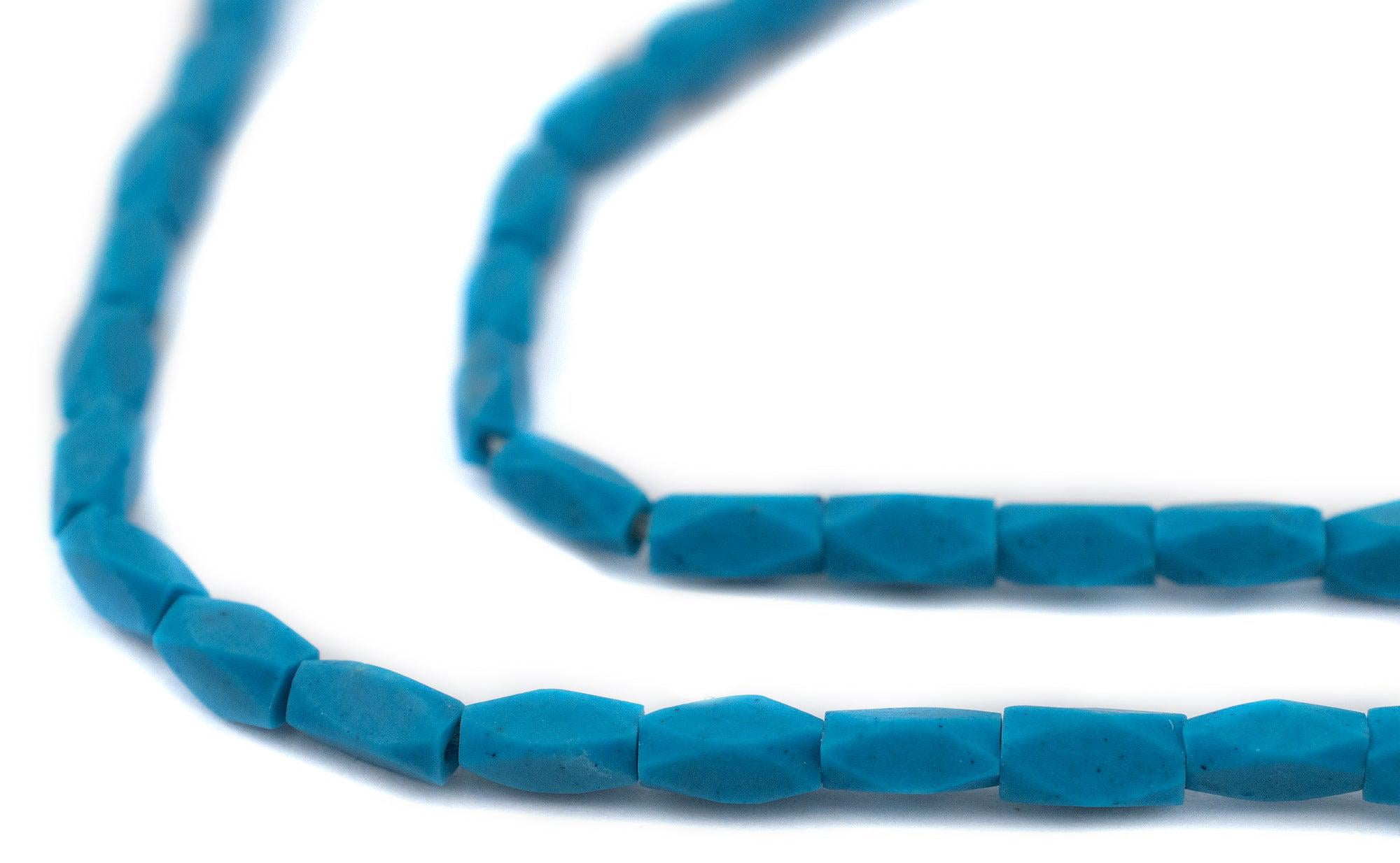 The Bead Chest Aqua Blue Turquoise-Style Faceted Afghan Stone Beads ...
