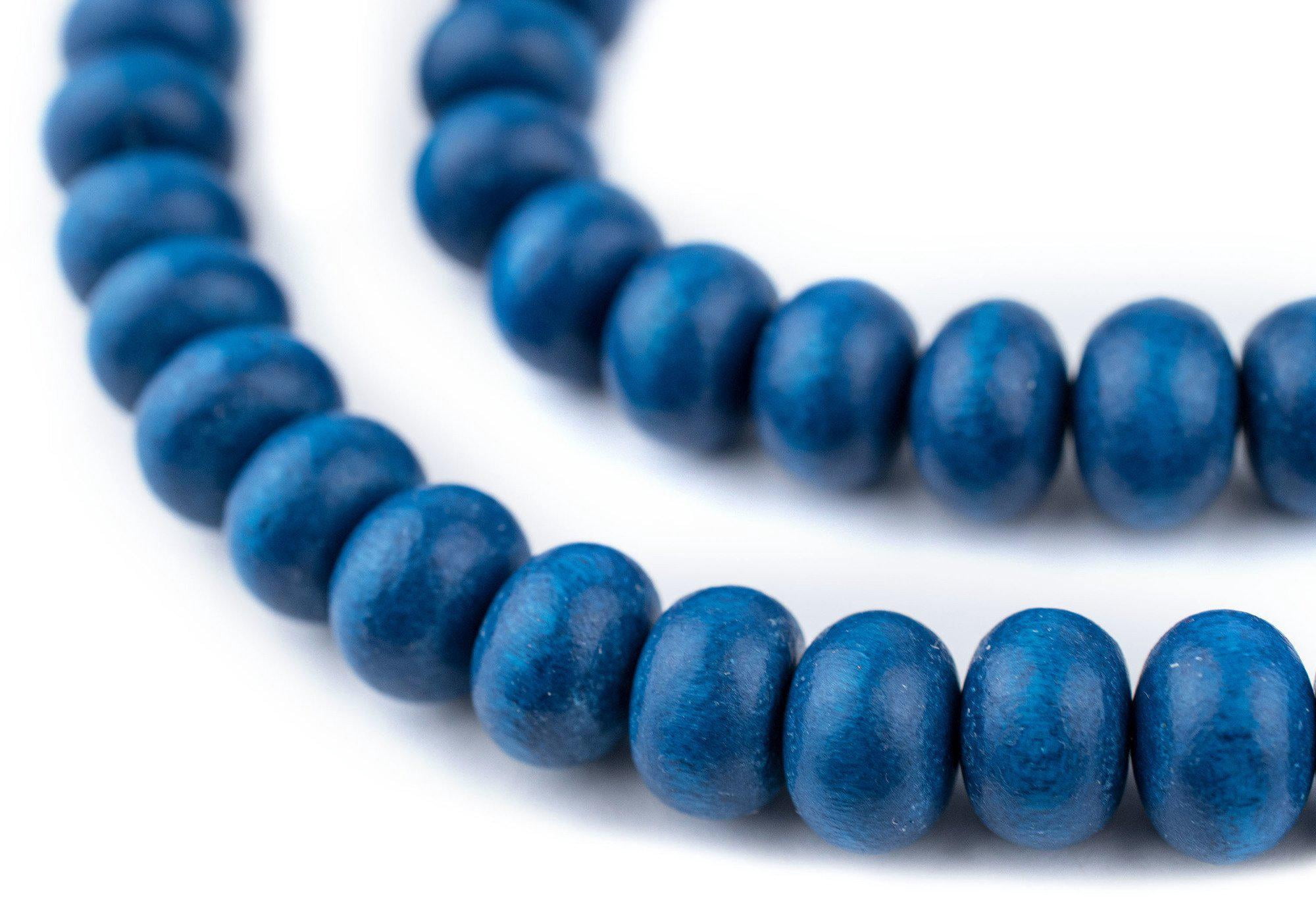 The Bead Chest Azul Blue Abacus Natural Wood Beads (8x12mm): Organic ...