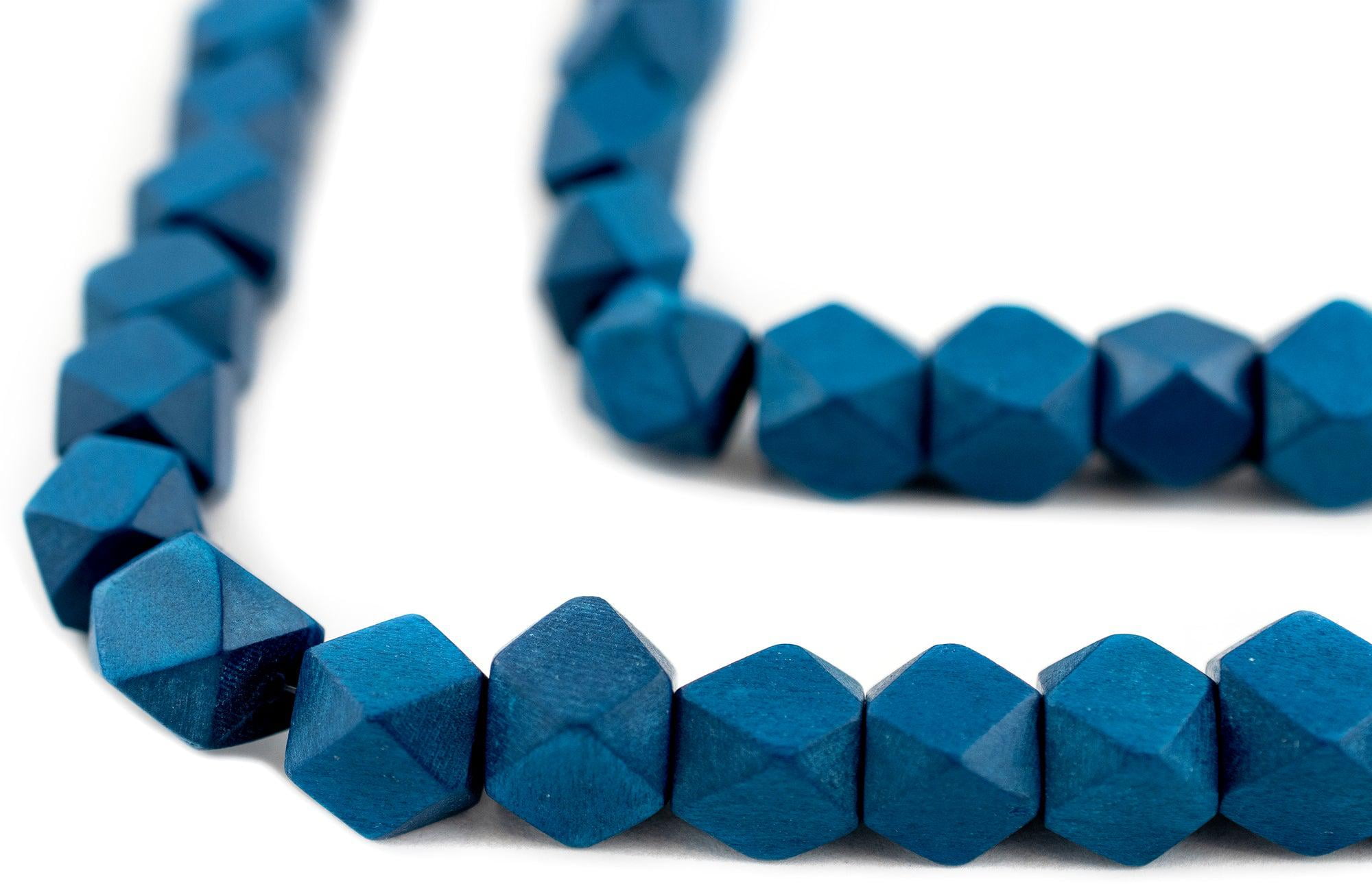 The Bead Chest Azul Blue Cornerless Cube Wood Beads: 12mm Diamond Cut ...