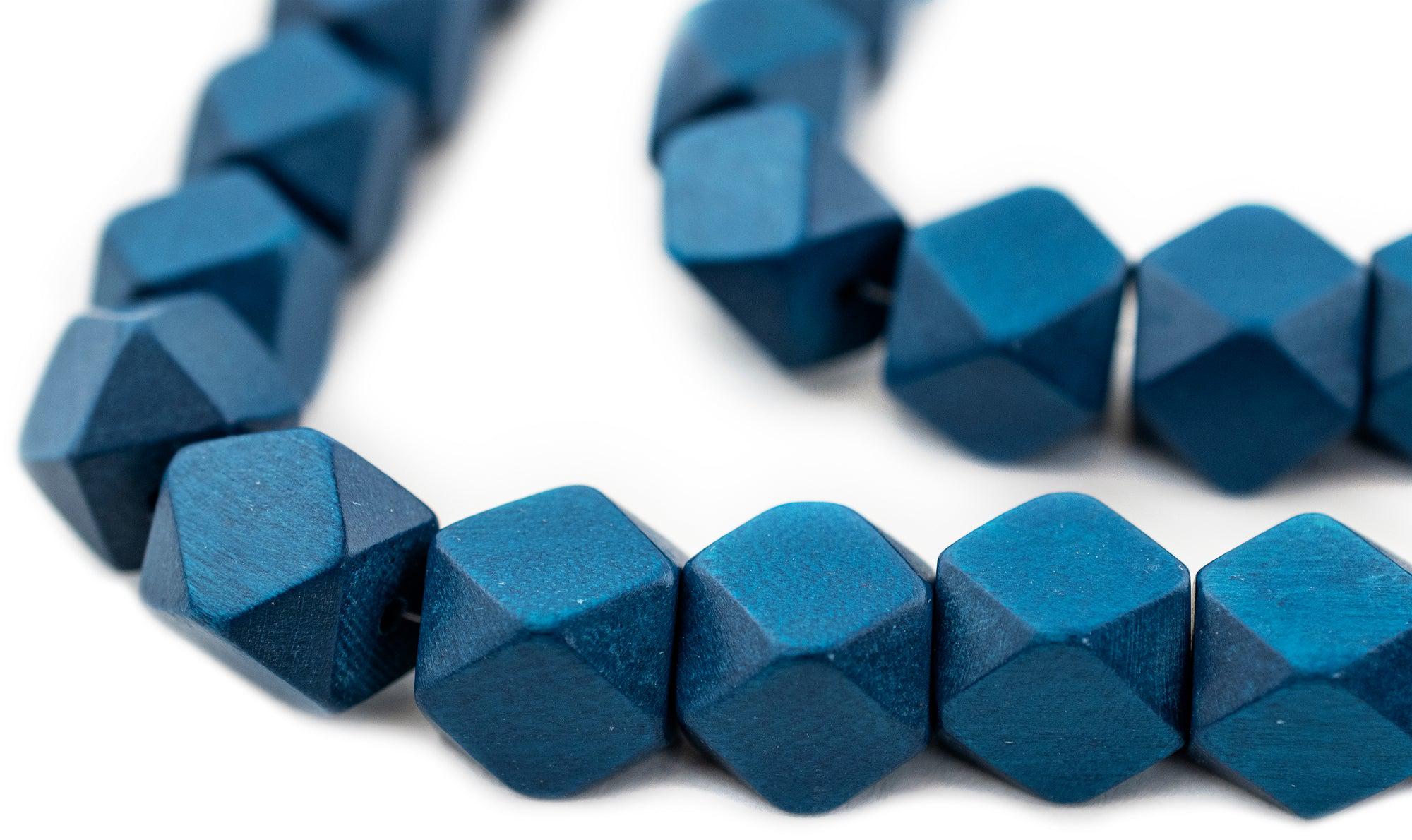 The Bead Chest Azul Blue Cornerless Cube Wood Beads: 15mm Diamond Cut ...