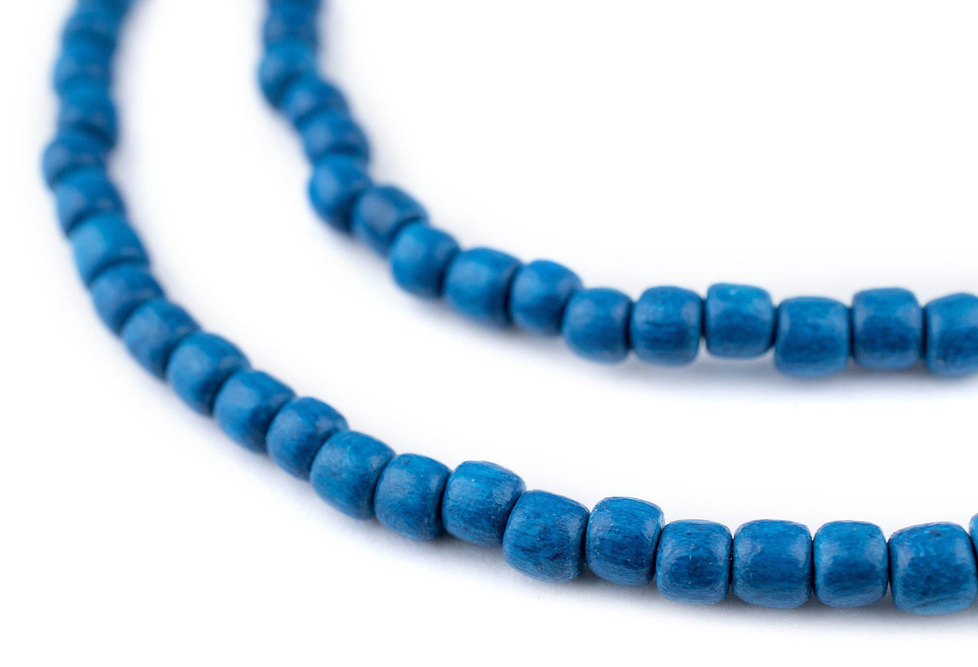 The Bead Chest Azul Blue Nugget Natural Wood Beads (5mm): Organic Eco ...
