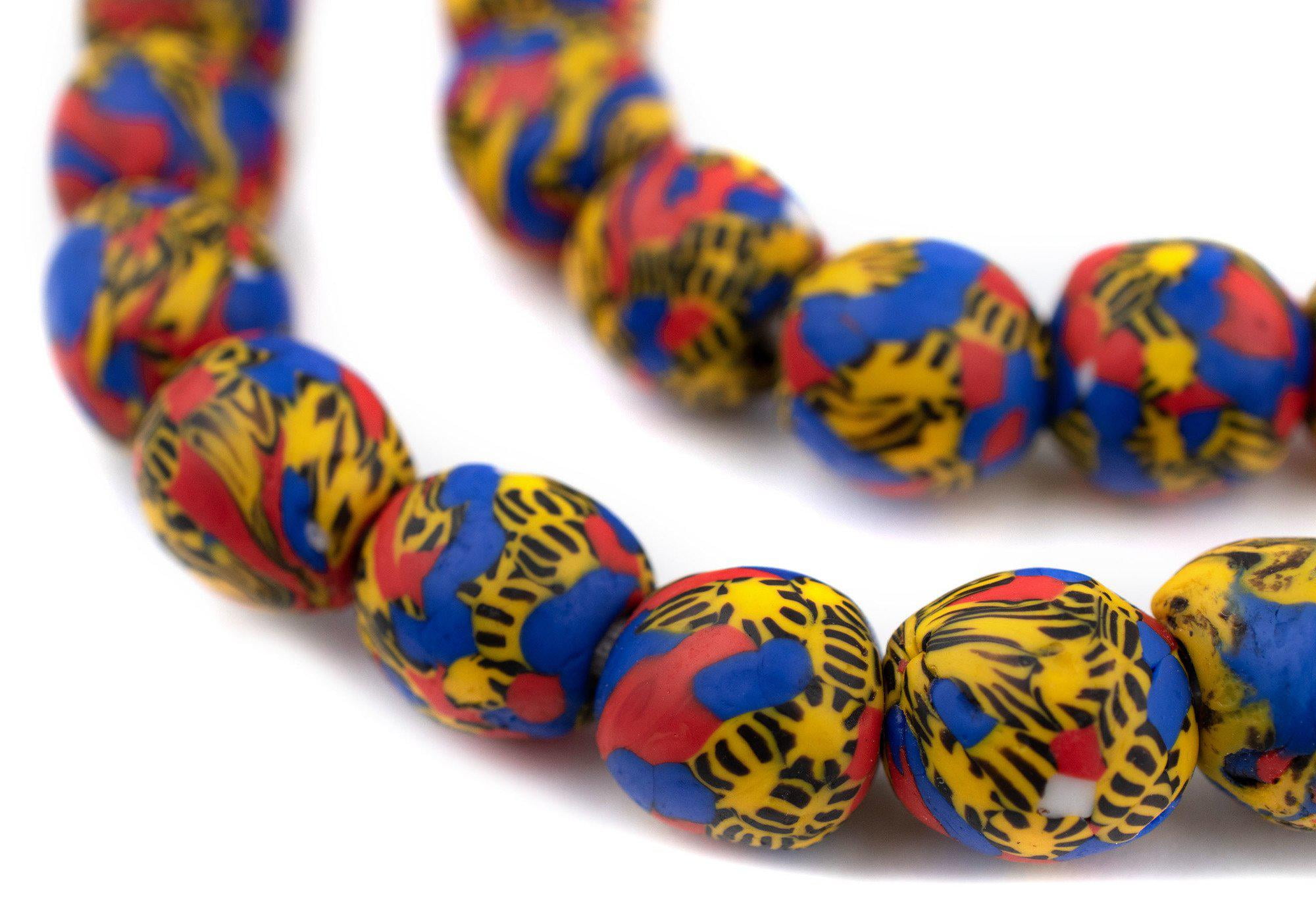 The Bead Chest Bawku Bumblebee Fused Recycled Glass Beads 14mm Ghana ...