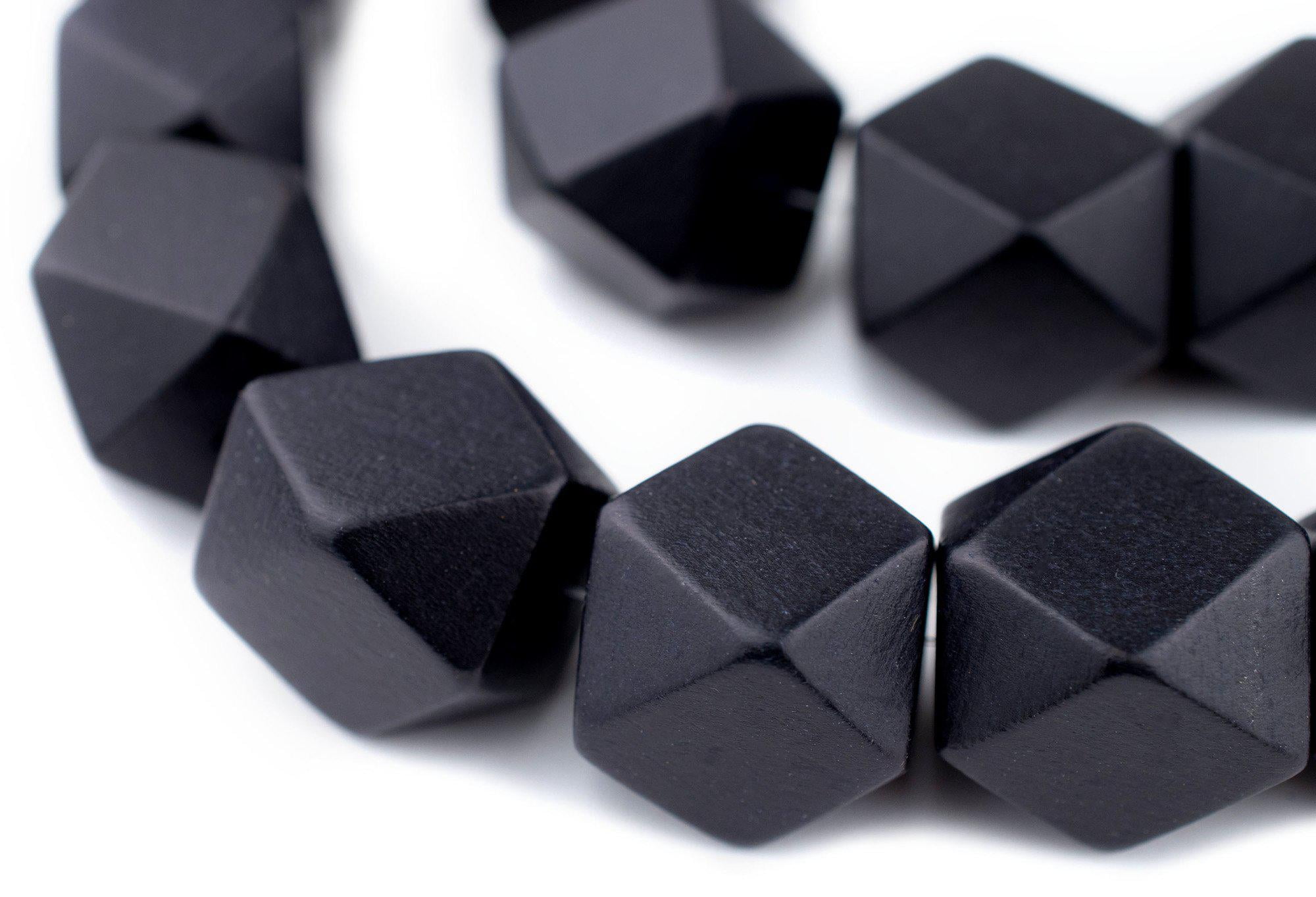 The Bead Chest Black Cornerless Cube Wood Beads: 20mm Diamond Cut ...