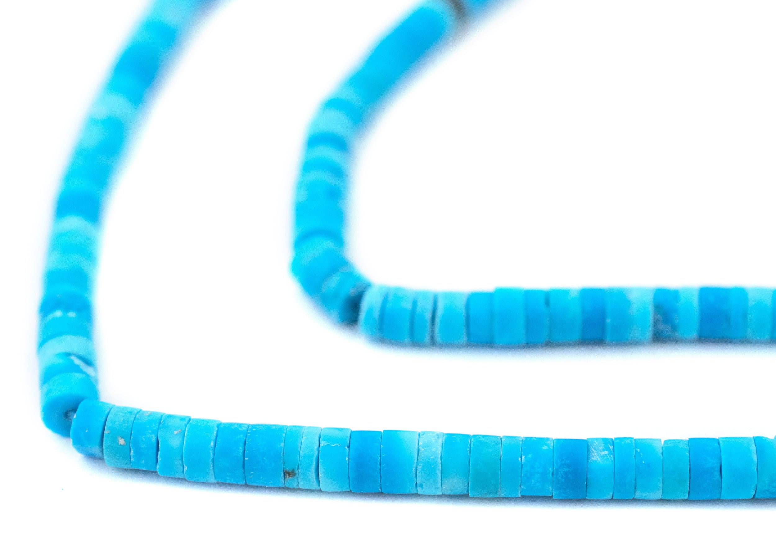 TheBeadChest Blue Turquoise Afghan Stone Cylinder Beads 4mm Afghanistan ...