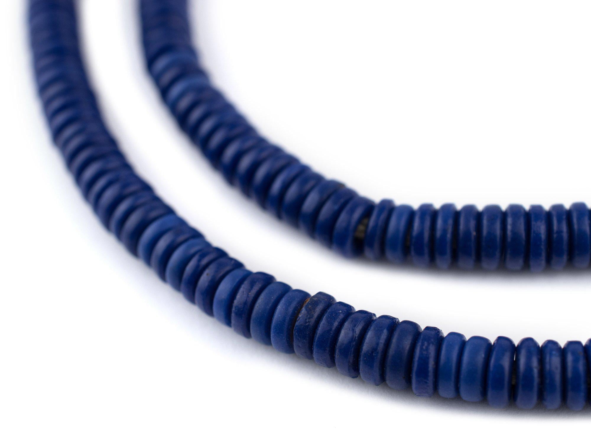 The Bead Chest Blue Vintage Prosser Button Beads 7mm Nigeria African ...