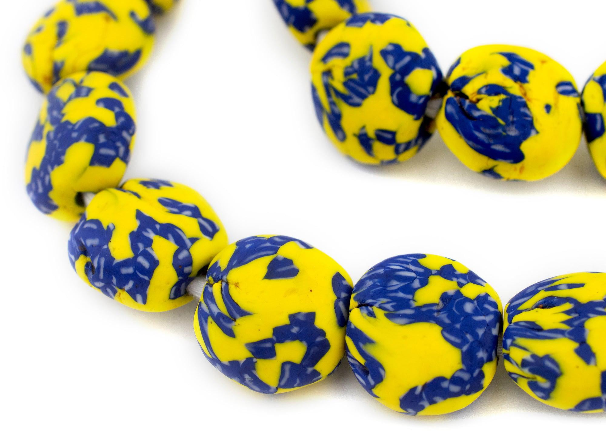 TheBeadChest Blue & Yellow Tabular Fused Recycled Glass Beads - Walmart.com